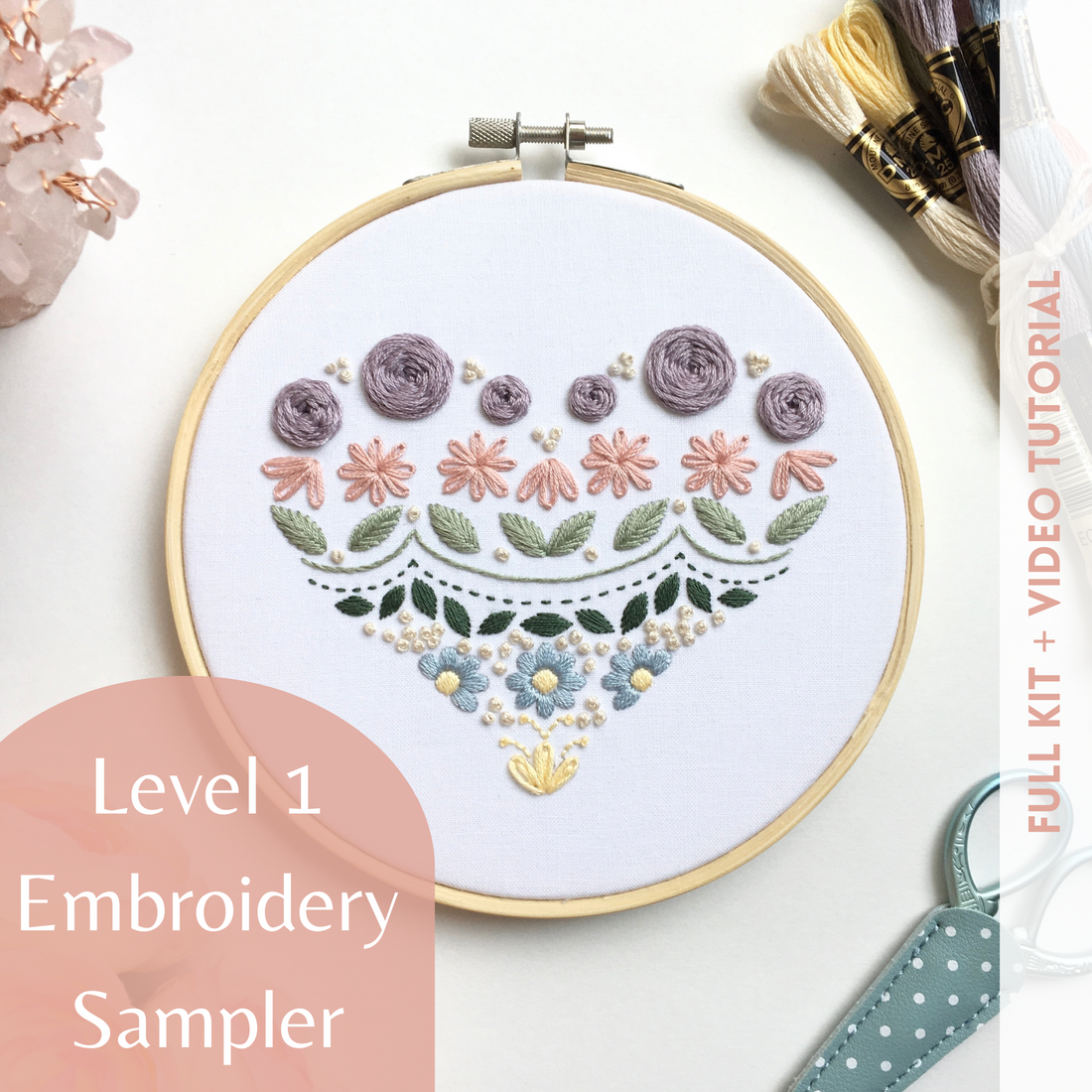 Enchanting Heart Sampler Embroidery Kit for Beginners – Eight22Crafts